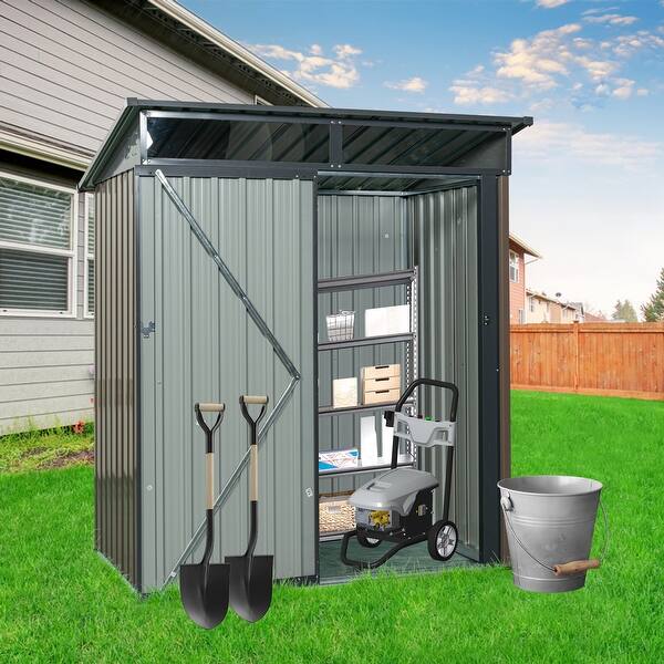 5 x 3FT Outdoor Brown Metal Storage Shed Transparent Plate - Bed Bath ...