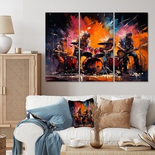 Designart "Rock Band In Action IV" Entertainment Canvas Art Print Set ...
