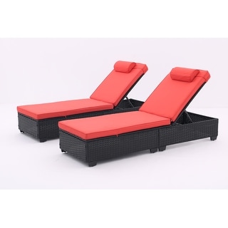 All-weather PE Rattan Adjustable Chaise Lounge Set with Cup Holder ...