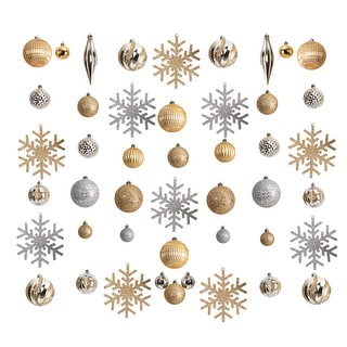 Holiday Deluxe Shatterproof 60 Count Christmas Tree Ornament Box Set ...