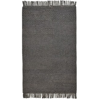 HomeRoots 4' X 6' Gray Wool Geometric Hand Woven Area Rug With Fringe ...
