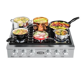 36 in Gas Range-Top with 6 Sealed Italian Burners and Stainless-Steel ...
