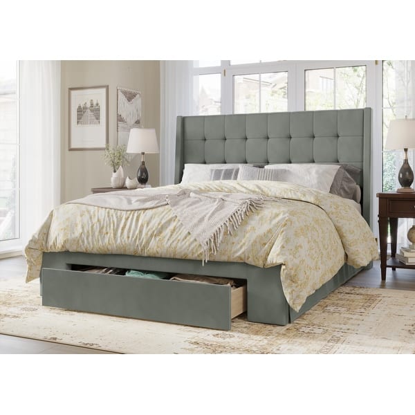 Pamela Tufted Upholstered Storage Panel Bed - On Sale - Bed Bath ...