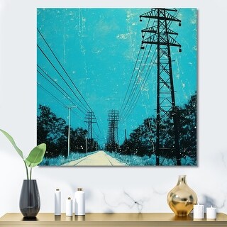 Designart "Turquoise Tracks Power Lines Wonderland" Power Lines Wall ...