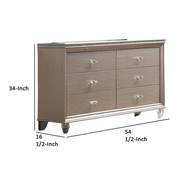 Jisoo 55 Inch Wide Dresser Chest, Textured Drawers, Crystal Accents ...