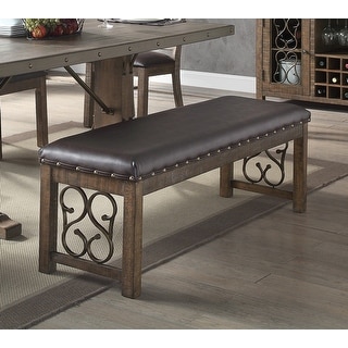 Classic Traditional Bench With Synthetic Leather Seat And Cherry Finish ...