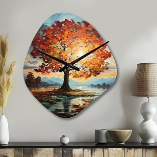 Orange Teal Maple Tree Majestic Maple - Tree Maple Wall Clocks in ...
