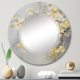 Designart "Apple Blossom Harmony XV" Floral Modern Wall Mirror - Bed ...
