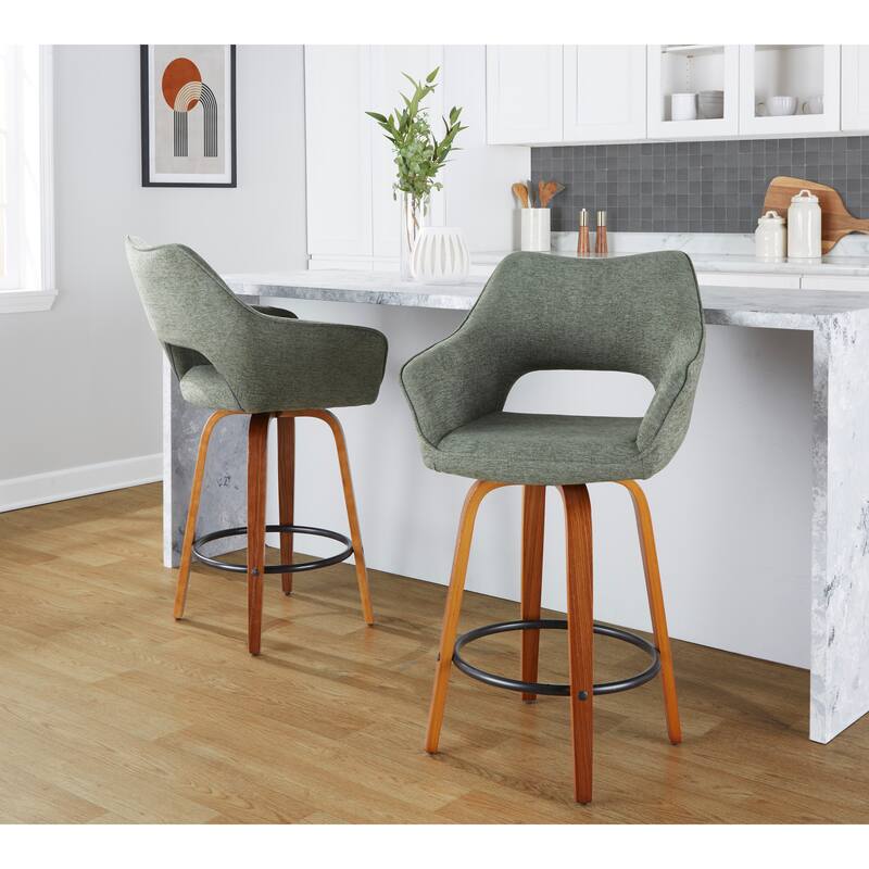 Porch & Den Mac 26" Fixed-Height Upholstered Counter Stool with Bent ...