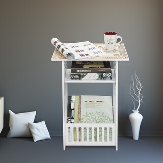 3-Tier MDF Locker Bedside Cabinet Tea / Coffee Table White - Bed Bath ...