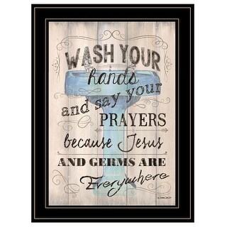 Wash Your Hands Jesus and Germs Black Framed Print Wall Art - Bed Bath ...
