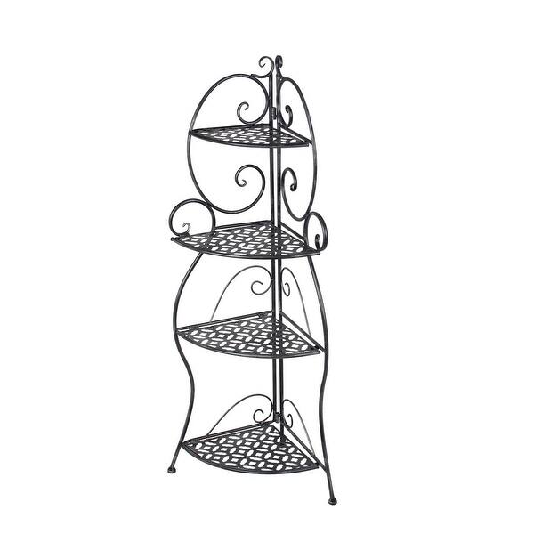 41 Inch Tall Black Metal 4 Tier Folding Corner Rack - Bed Bath & Beyond ...