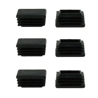 25 x 38mm Plastic Rectangle Ribbed Tube Inserts End Cover Cap Furniture ...