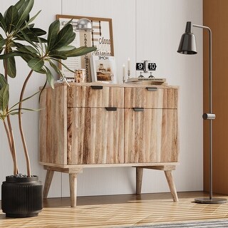 Solid Wood Buffet Sideboard with Storage, Farmhouse Storage Cabinet ...