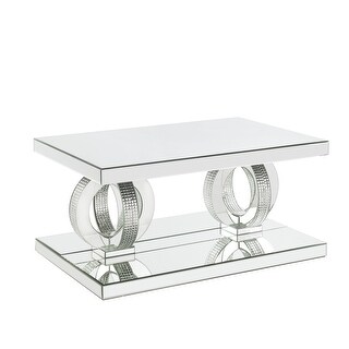 ACME Ornat Coffee Table in Mirrored and Faux Diamonds - Bed Bath ...