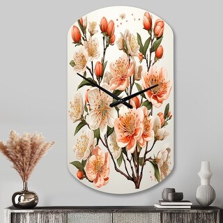 Designart - Peach Blossom Bliss IV - Floral Large Wall Clock in ...