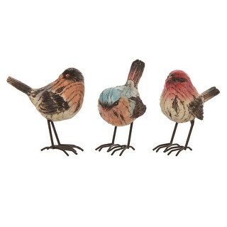 Transpac Medium Resin Colorful Woodgrain Bird Set of 3 Spring Home ...