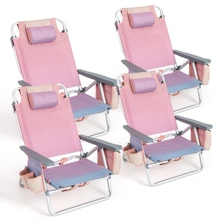 Set of 4 Backpack Beach Chair 5-Position Lay Flat Beach Chairs - Bed ...