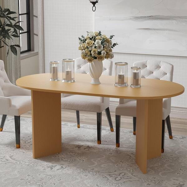 Nordic Style Solid Wood Oval Dining Table - Perfect for 6 People Gatherings 67'' - 67*34*30 ...