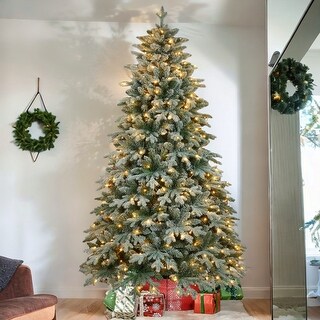 7ft Lighted Christmas Tree with 2 Wreaths and 380 LED Lights - Green ...