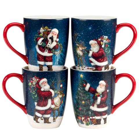 Certified International Magic Of Christmas Santa 16 oz. Mugs (Set of 4 ...