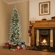 7.5 ft. Snowy Morgan Spruce Pencil Slim Tree with Clear Lights ...