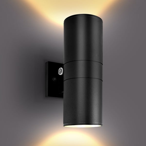 Luxrite Dusk to Dawn LED Modern Outdoor Wall Light, 12", Up or Up and ...