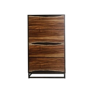 4 Drawer Split Wood Paneling Chest with 2 Tone Design, Brown - Bed Bath ...