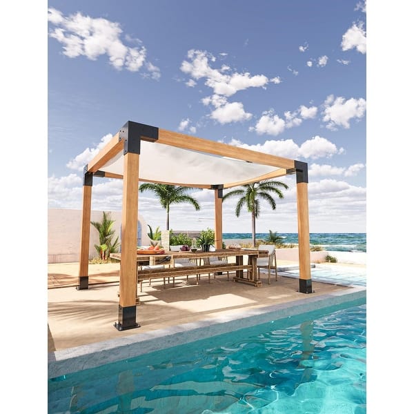 4x4 Slotted Design Outdoor Pergola Brackets with End Cap Corner - On ...