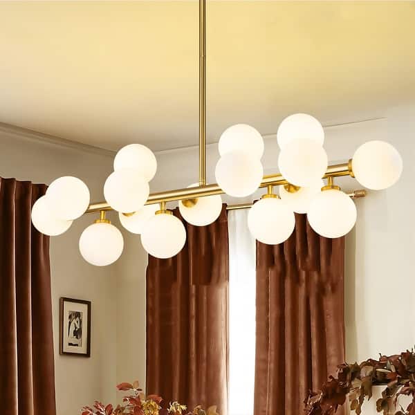 16-Light Modern Glam Linear Sputnik Cluster Glass Globe Chandelier with ...