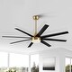 65 Inch Black/White/Gold LED Ceiling Fan with Light Remote(8-Blade ...
