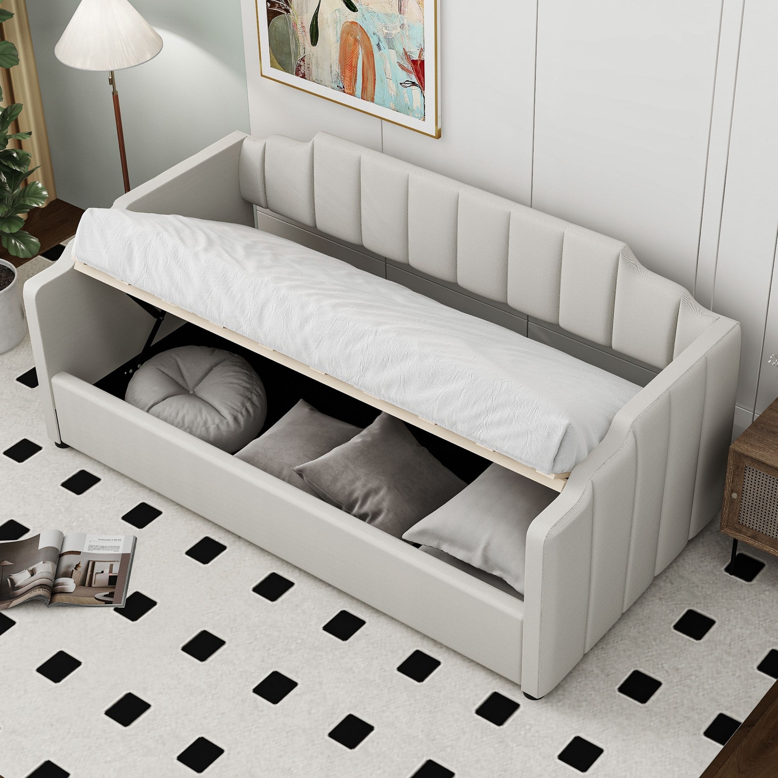 Upholstered sofa bed with storage underneath Bed Bath Beyond 40785489