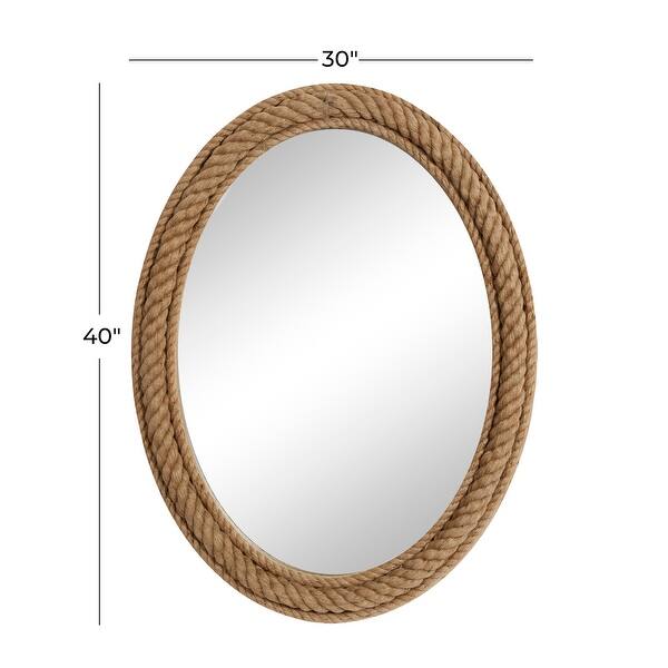 Oval Natural Rope Trimmed Wood Wall Mirror, 30" X 40" - Bed Bath ...