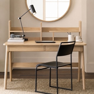 Wood Computer Desk with Hutch, Home Office Writing Desk for Bedroom ...