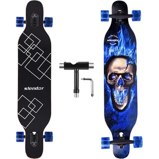 Blue Skull Longboard Skateboard 42 inch Drop Through Deck Complete ...