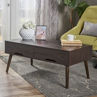 Breanna Mid Century Modern Finished Fiberboard Coffee Table, Walnut ...