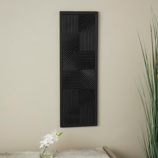 CosmoLiving by Cosmopolitan Black Wooden Handmade Carved Panel ...