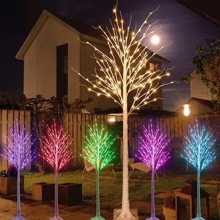 6Ft Lighted Birch Tree for Christmas Decor, 18 Colors Birch Tree with ...