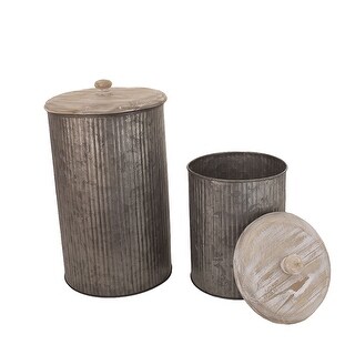 Set of 2 Silver Galvanized Containers - Bed Bath & Beyond - 31966498