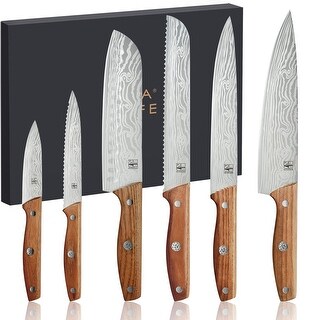 6 Pieces Knife Set with Ergonomic ASH Handle, Kitchen Knife with High ...