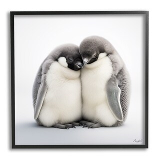 Stupell Cuddling Penguin Duo Framed Giclee Art Design by Roozbeh - Bed ...