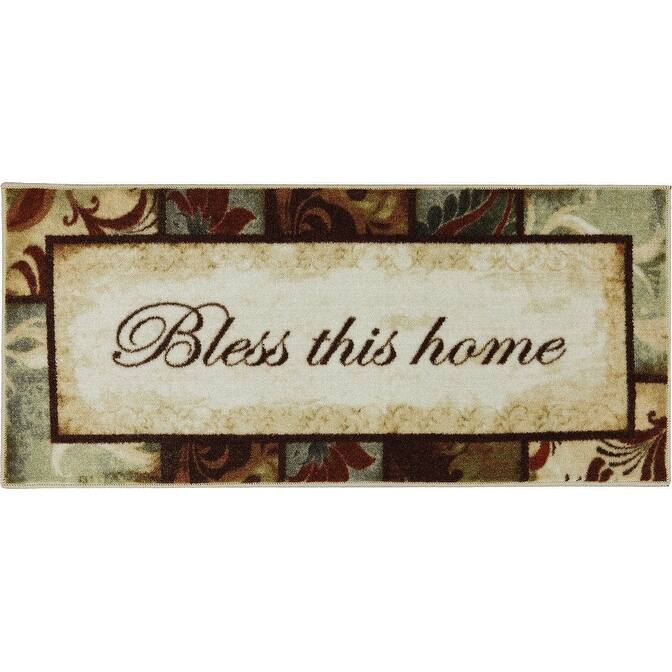 Mohawk Home 'Bless this Home' Brown/ Cream Kitchen Mat - On Sale ...