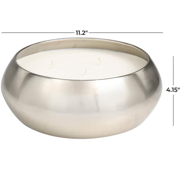Silver Metal Sweet Bamboo Scented Wide Wick Candle with White Wax - Bed ...