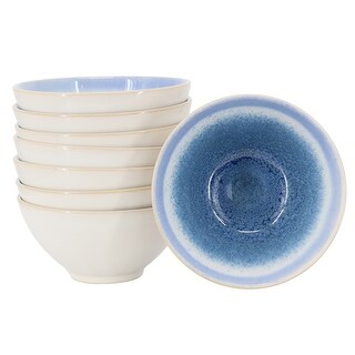 Meritage Windsor 8 Piece 6 Inch Round Stoneware Footed Bowl Set in ...