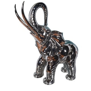 Mirrored Chrome Large Elephant Sculpture For Table Top Decor - 21 x 9 x ...
