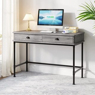 47-Inch Grey Computer Desk with 2 Storage Drawers - Bed Bath & Beyond ...