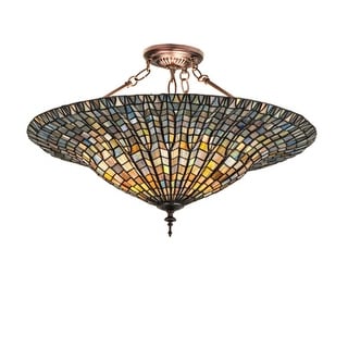 Meyda Tiffany 243228 Tiffany Lotus Leaf 3 Light 25" Wide Semi-Flush ...