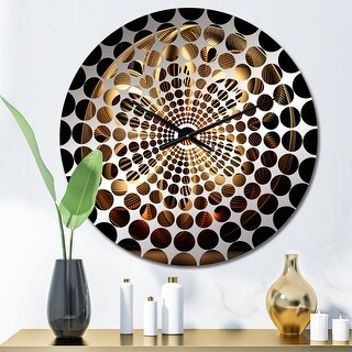 Designart "Op-Art Retro Gold Geometric Dimensions" Gold Abstract ...