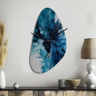 Teal and Black Aqueous Whimsy I - Abstract Wall Clocks in Asymmetrical ...