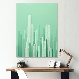 Designart "Mint Monoliths Skyscraper Building" Skyscrapers Wall Art ...